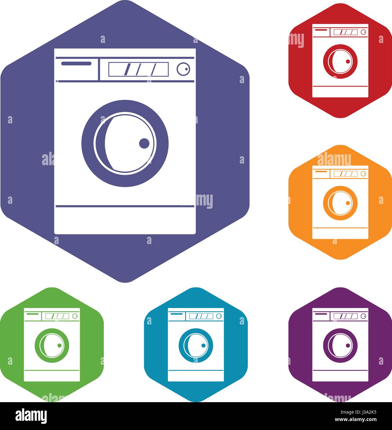Washing machine icons set hexagon Stock Vector Image & Art - Alamy