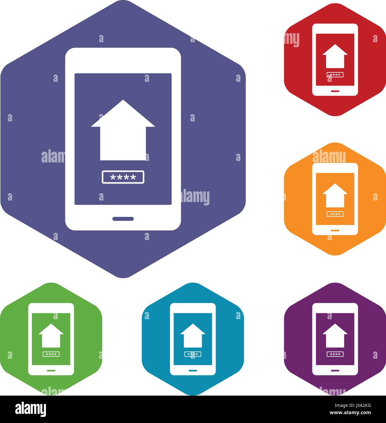 Working phone icons set hexagon Stock Vector Image & Art - Alamy