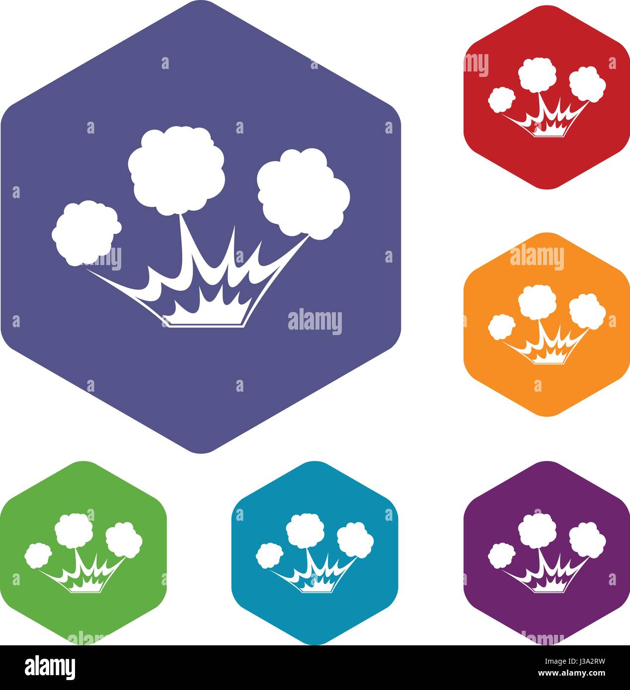 Explosion icons set hexagon Stock Vector Image & Art - Alamy
