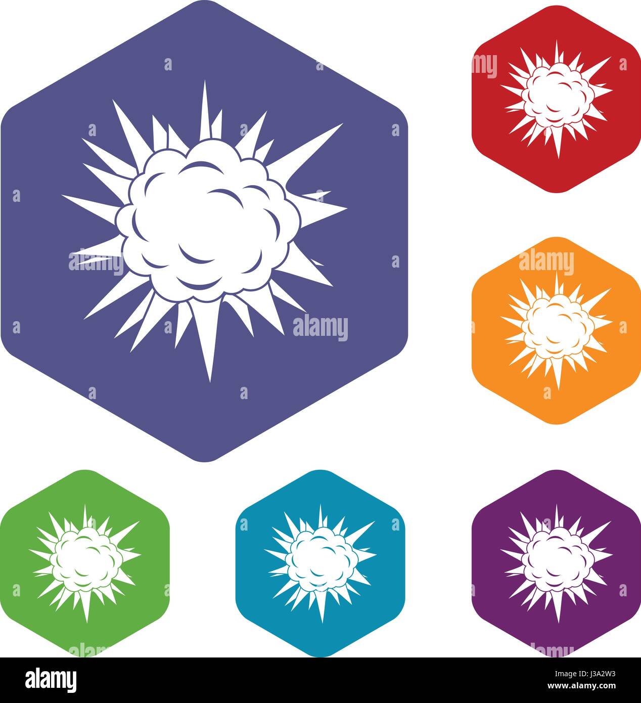 Terrible explosion icons set hexagon Stock Vector Image & Art - Alamy