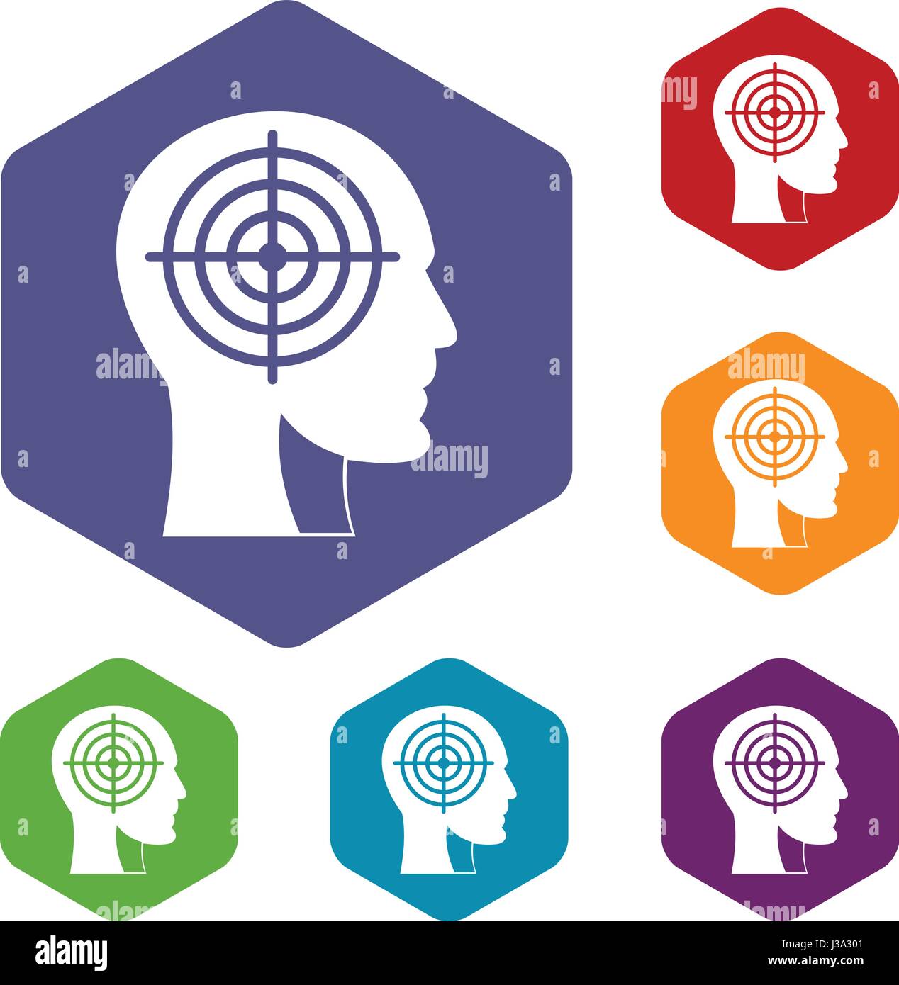 Crosshair in human head icons set hexagon Stock Vector Image & Art - Alamy