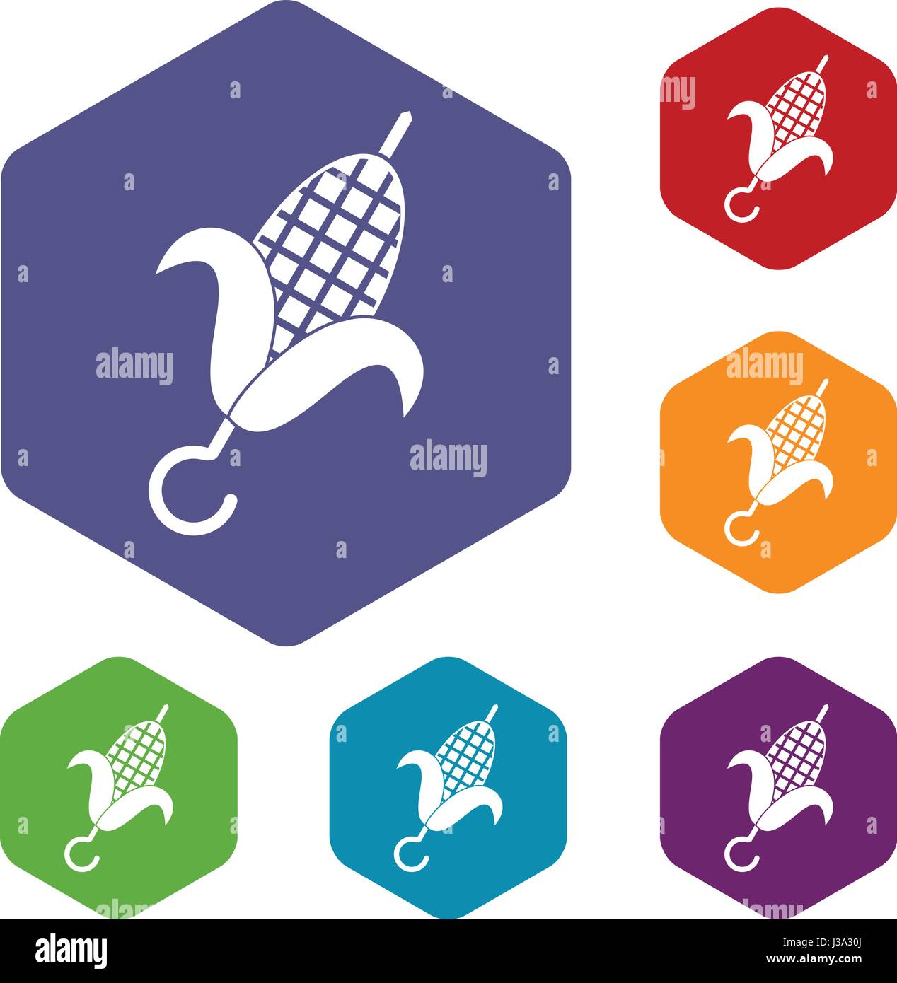 Grilled corn cob icons set hexagon Stock Vector Image & Art - Alamy