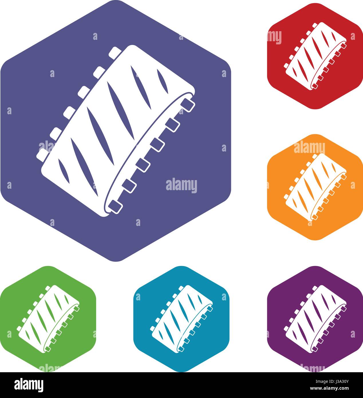 Pork rib meat icons set hexagon Stock Vector Image & Art - Alamy