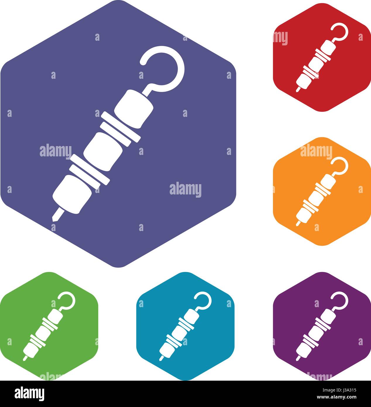 Kebab on skewer icons set hexagon Stock Vector Image & Art - Alamy