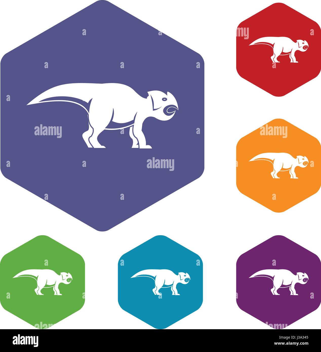 Ceratopsians dinosaur icons set hexagon Stock Vector Image & Art - Alamy