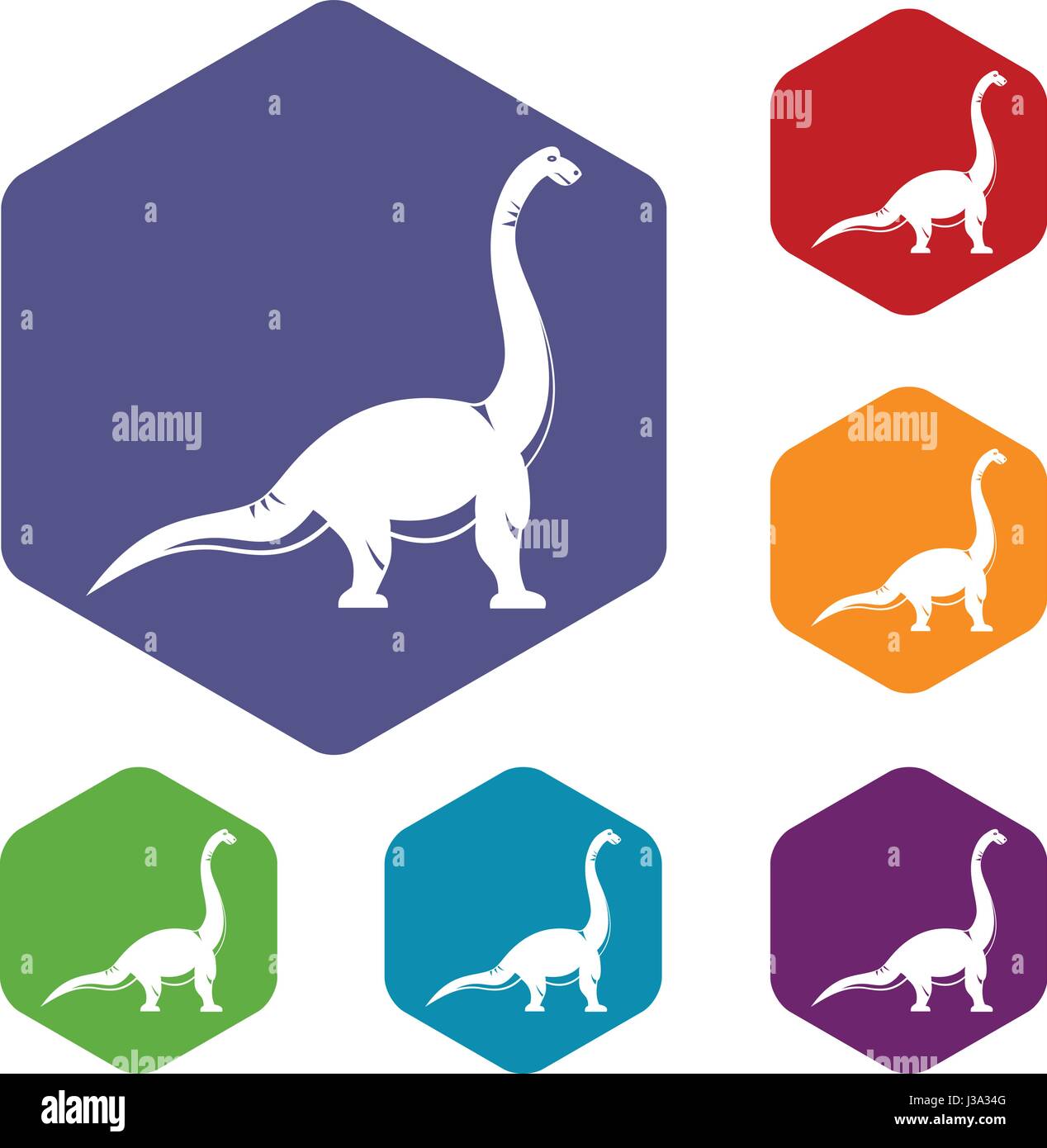 Brachiosaurus dinosaur icons set hexagon Stock Vector Image & Art - Alamy