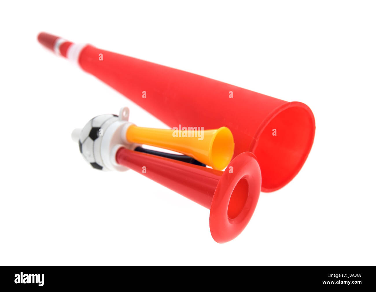 Football soccer triple fan trumpet Stock Photo - Alamy