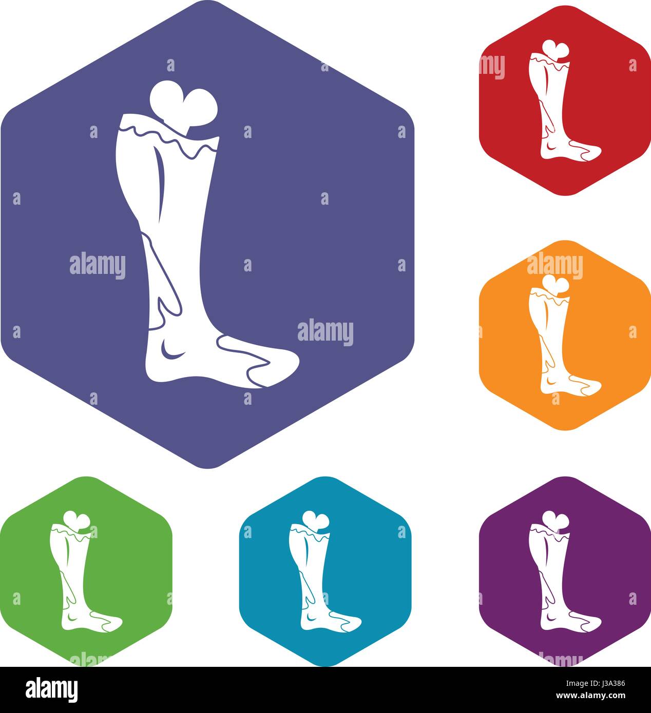 Zombie leg icons set hexagon Stock Vector Image & Art - Alamy