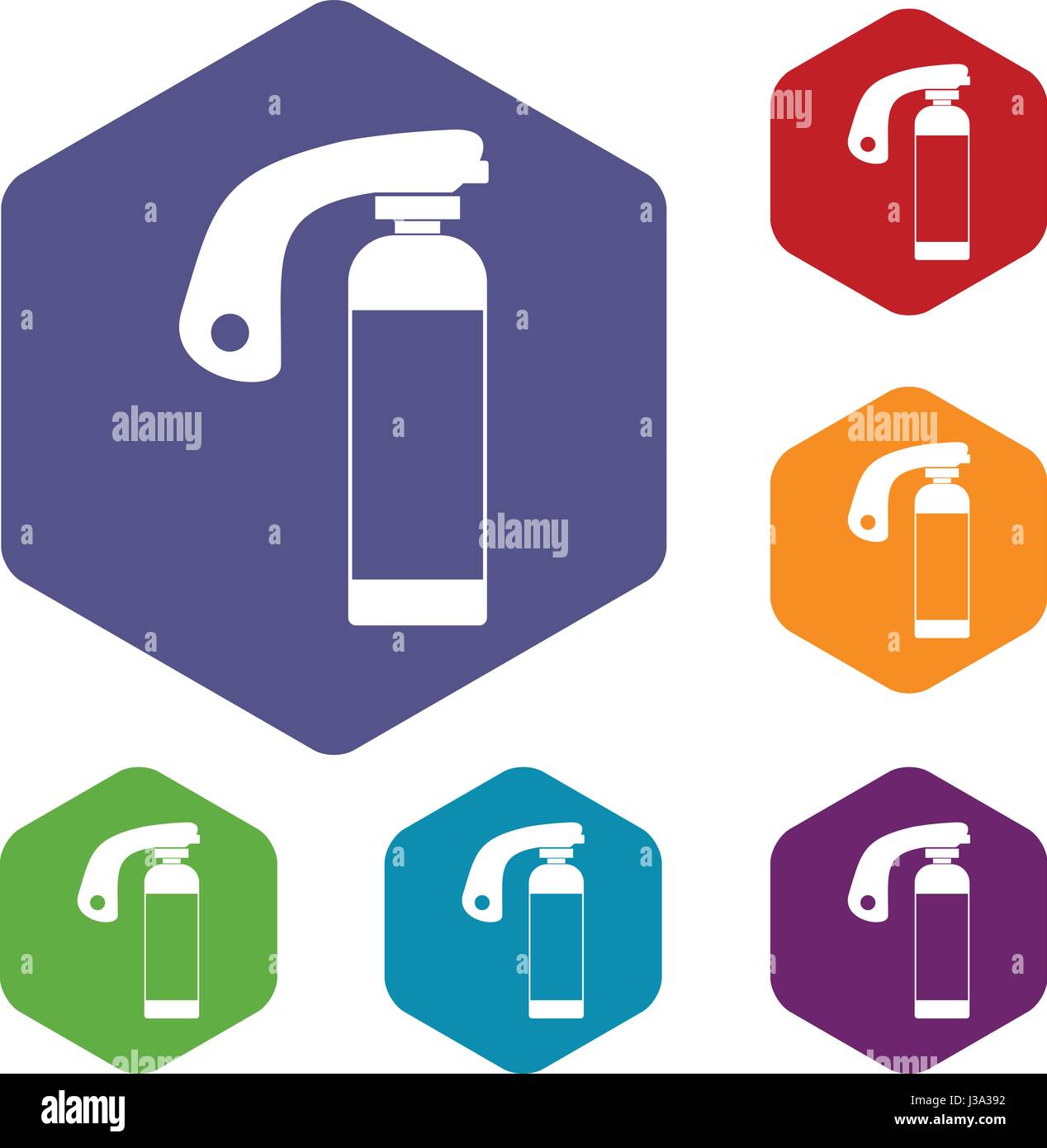 Fire extinguisher icons set hexagon Stock Vector Image & Art - Alamy