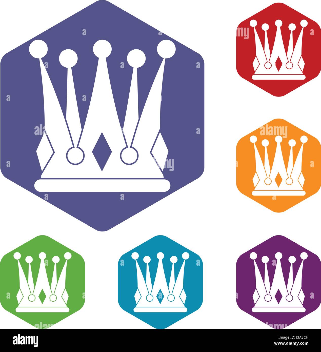 Kingly crown icons set hexagon Stock Vector Image & Art - Alamy
