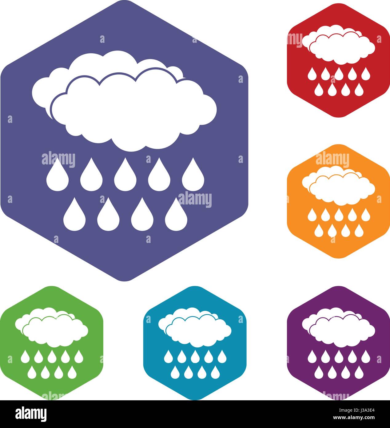 Rain icons set hexagon Stock Vector Image & Art - Alamy