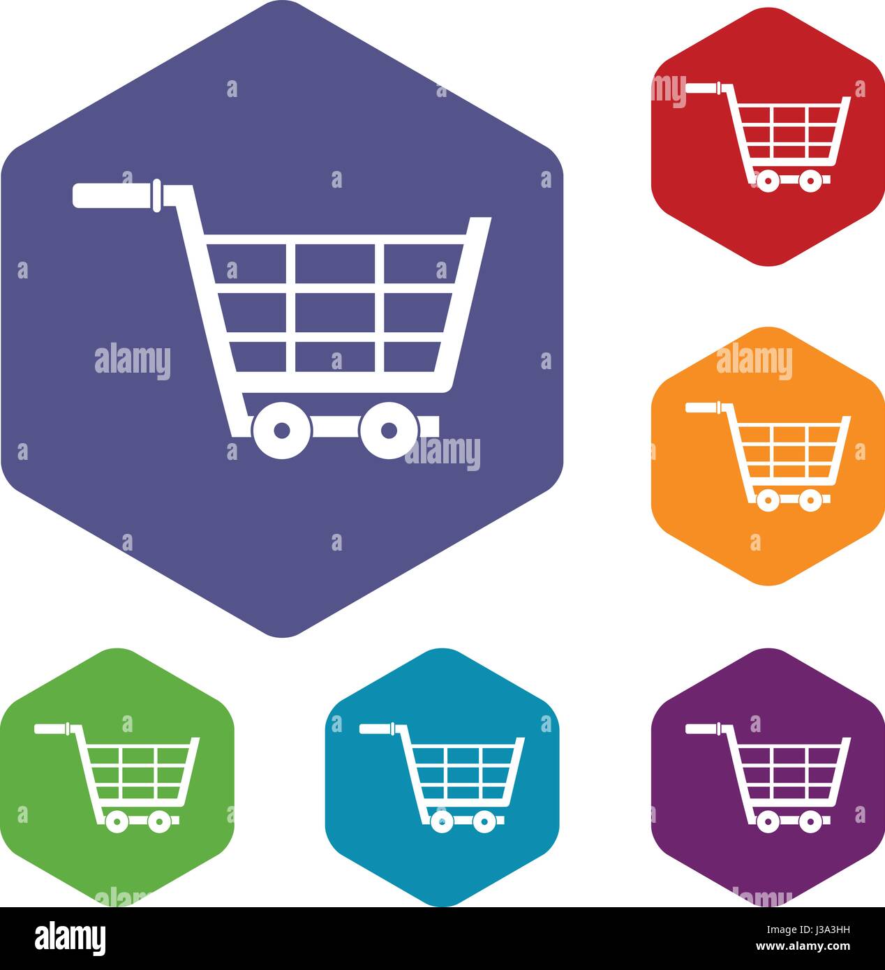 Large shopping trolley icons set hexagon Stock Vector Image & Art - Alamy