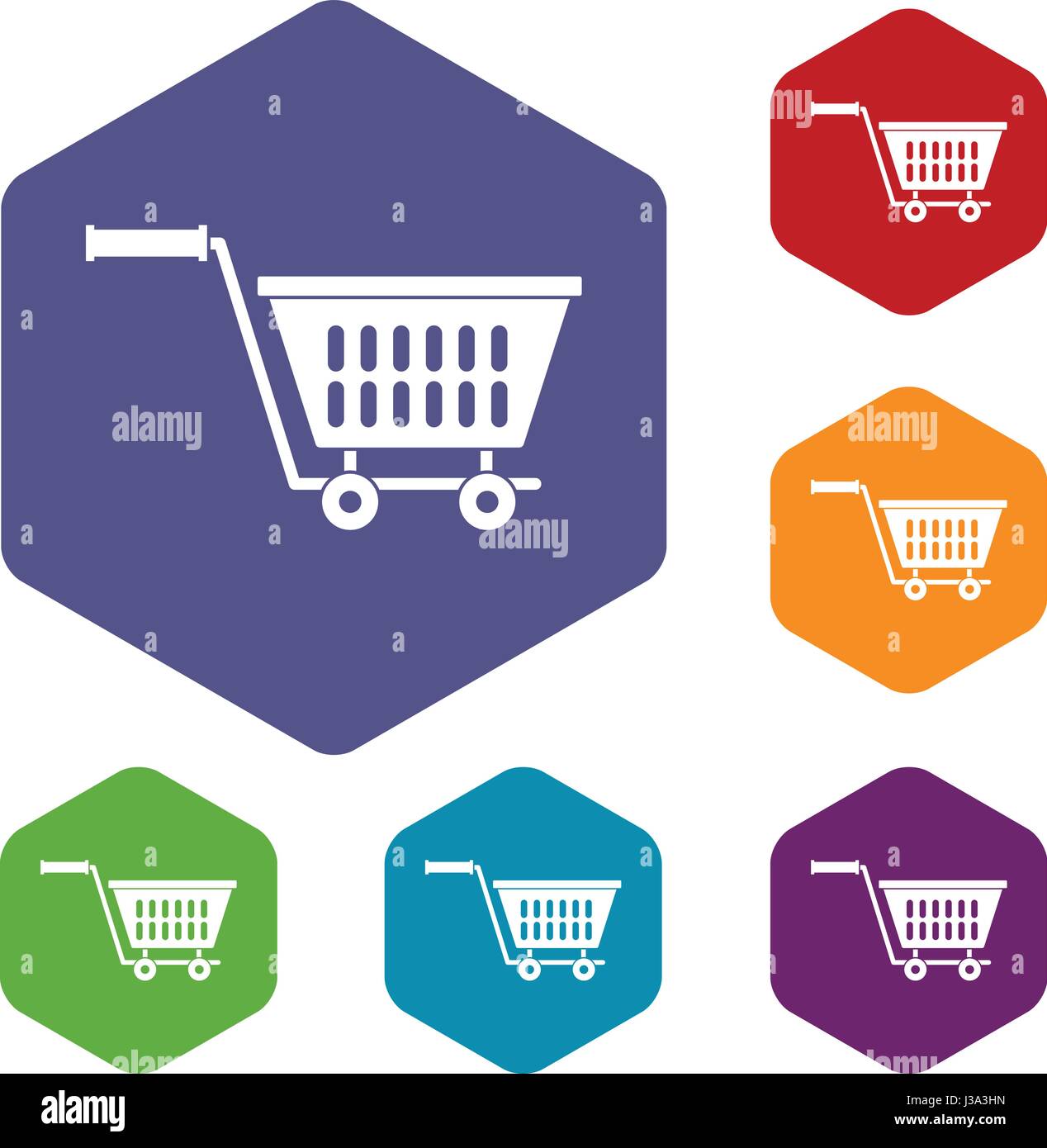 Plastic shopping trolley icons set hexagon Stock Vector Image & Art - Alamy