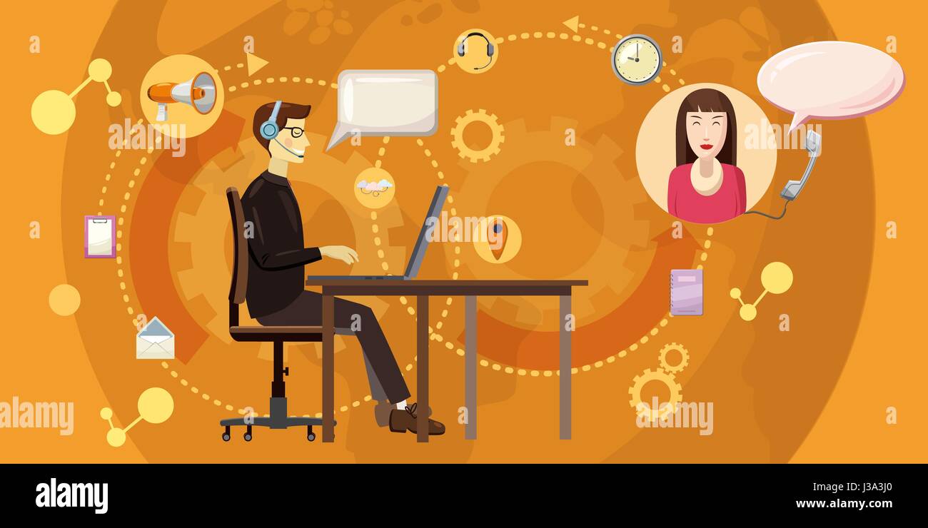 Call center banner horizontal, cartoon style Stock Vector Image & Art ...