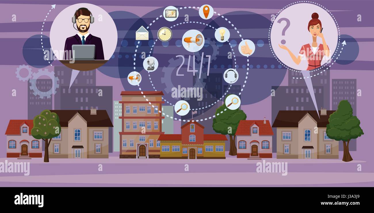 Call center office interior Stock Vector Images - Alamy