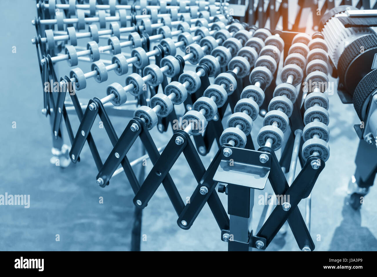 production line with automatic conveyor belt, industry track Stock ...