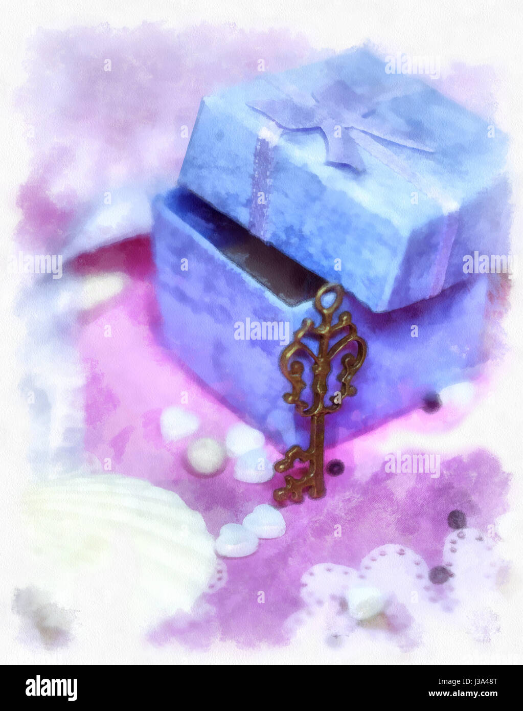 Magic gift box and a key Stock Photo - Alamy