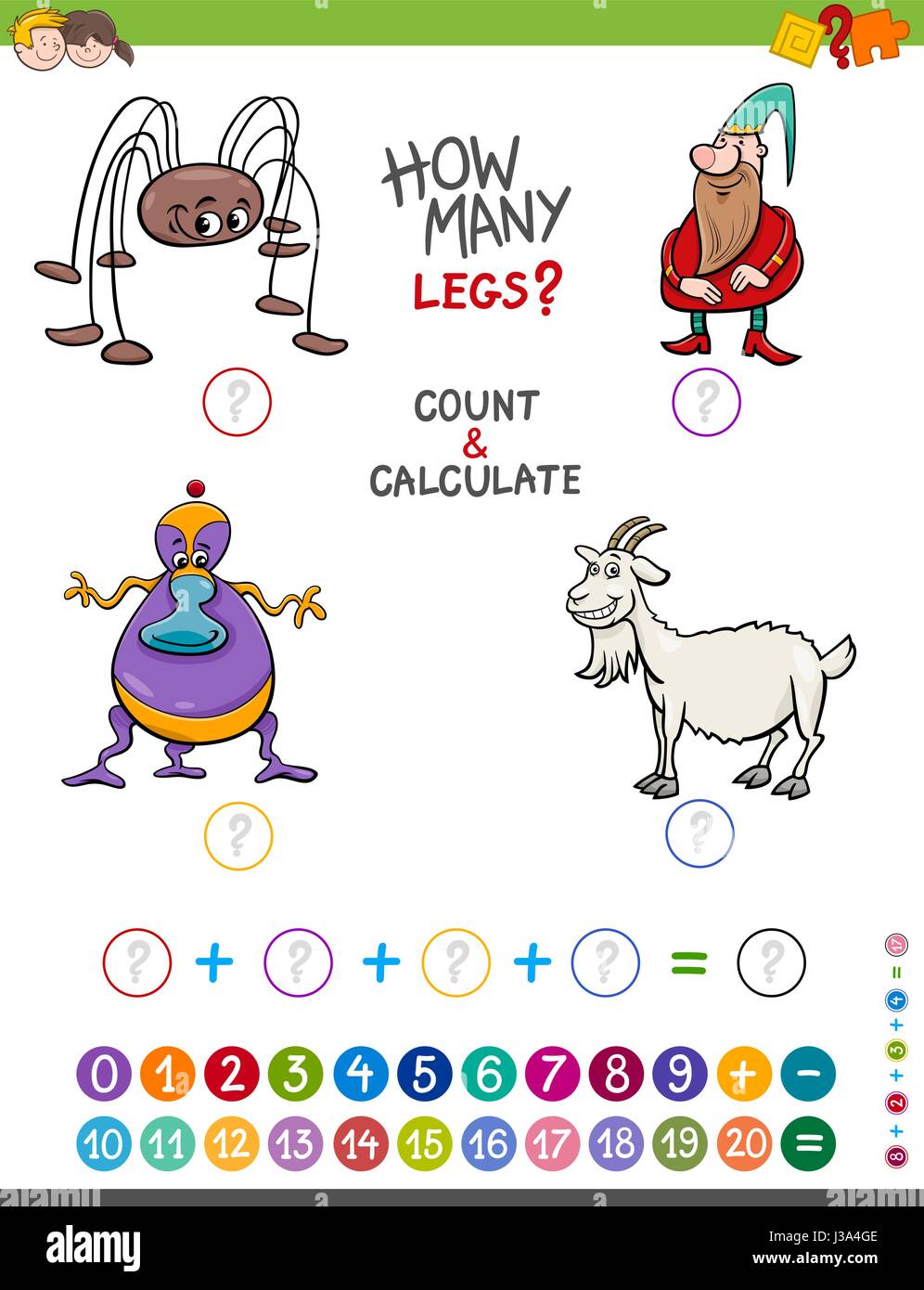 Cartoon Illustration of Educational Mathematical Counting and Addition ...
