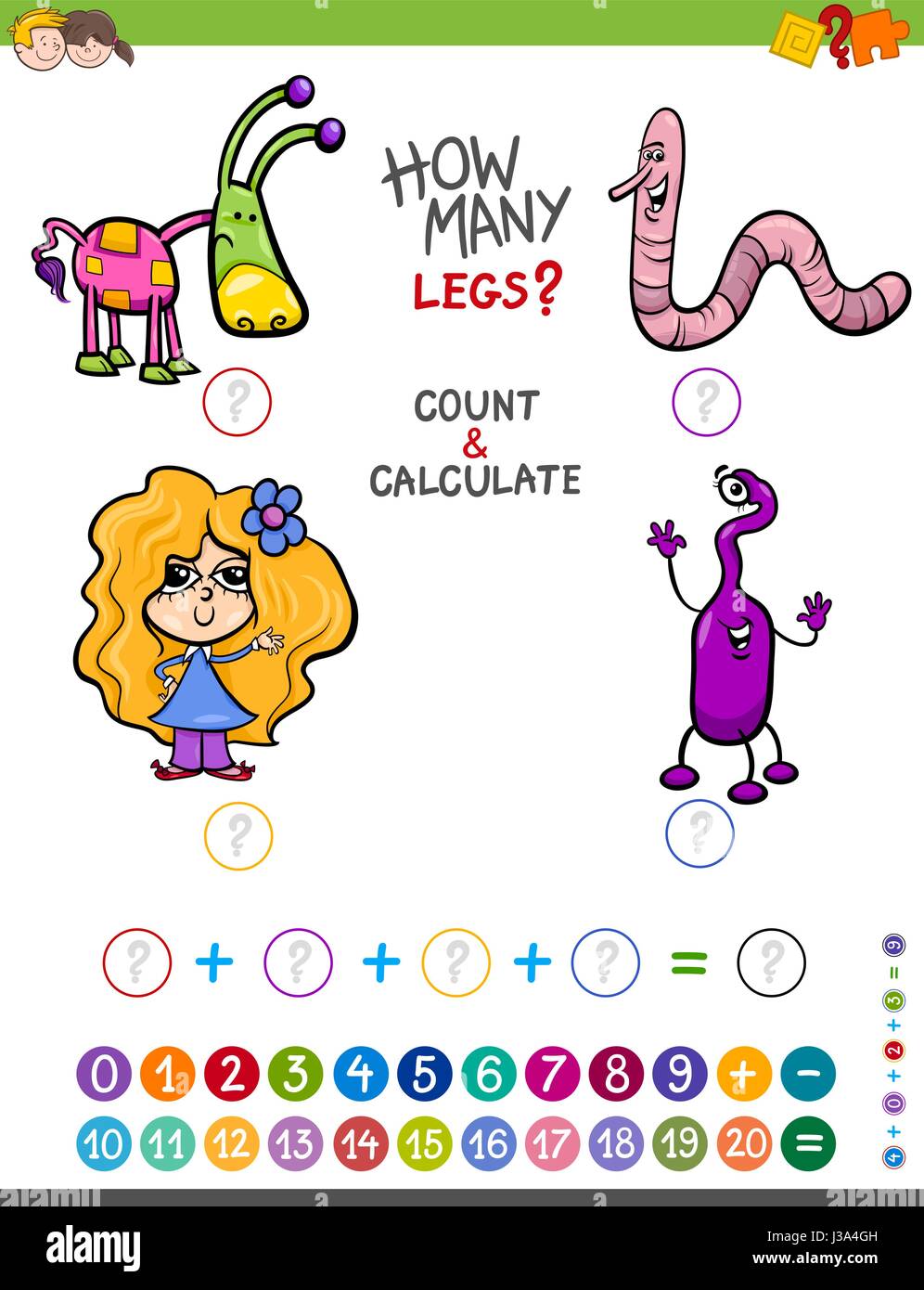 Cartoon Illustration of Educational Mathematical Counting and Addition ...