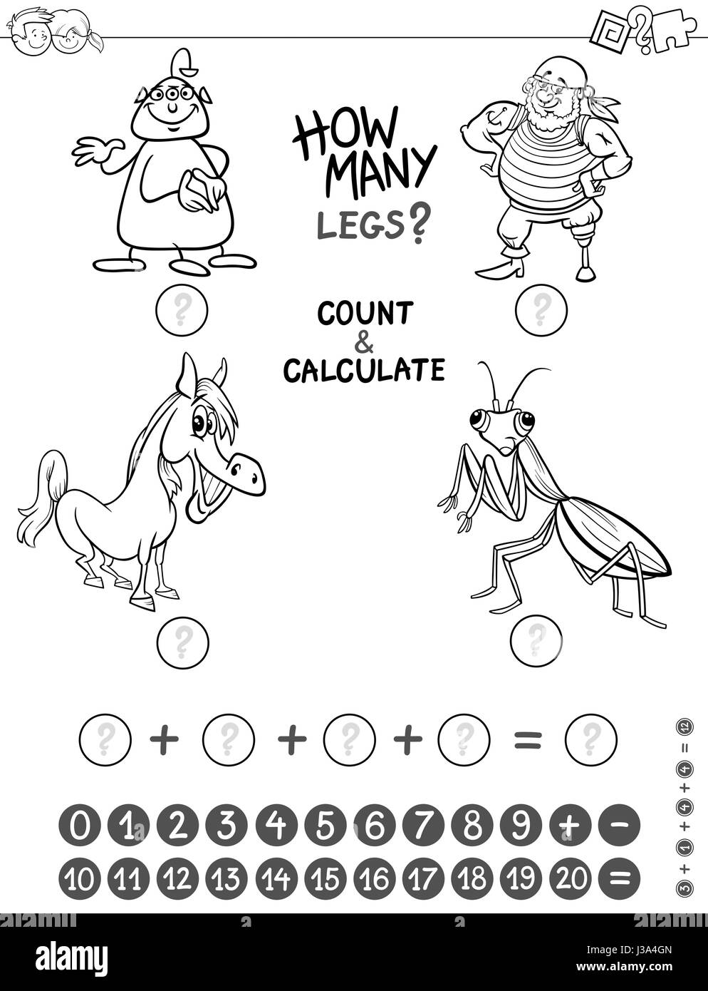 Mathematical counting activity preschool Black and White Stock Photos ...