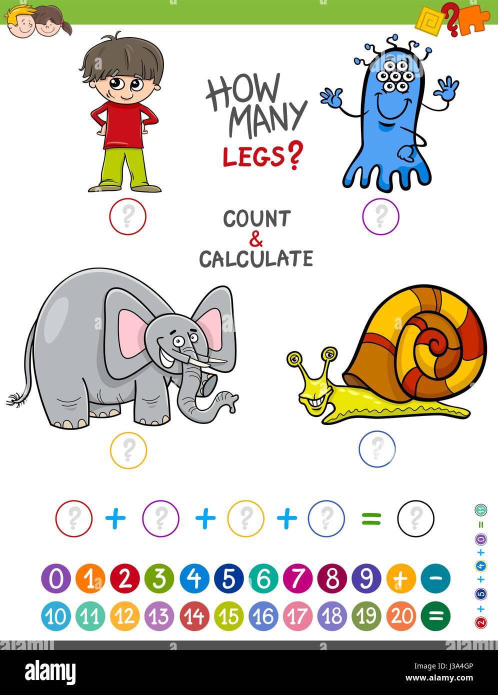 Cartoon Illustration of Educational Mathematical Counting and Addition ...