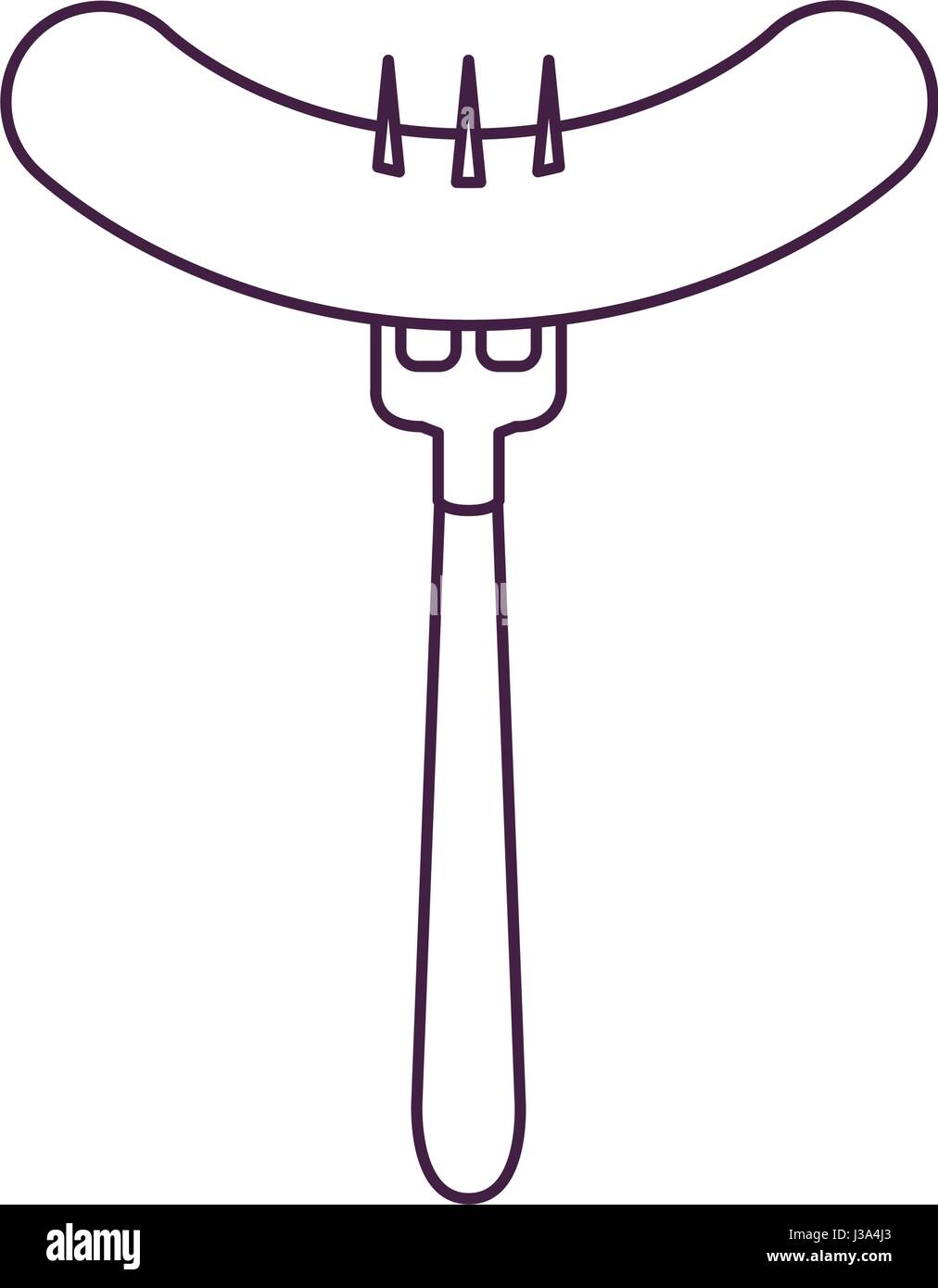 Isolated sausage food with fork design Stock Vector Image & Art - Alamy