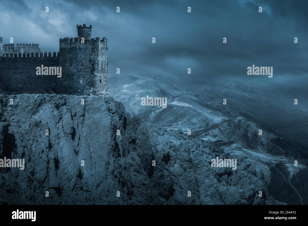 Blue Castle with dramatic sky Stock Photo - Alamy