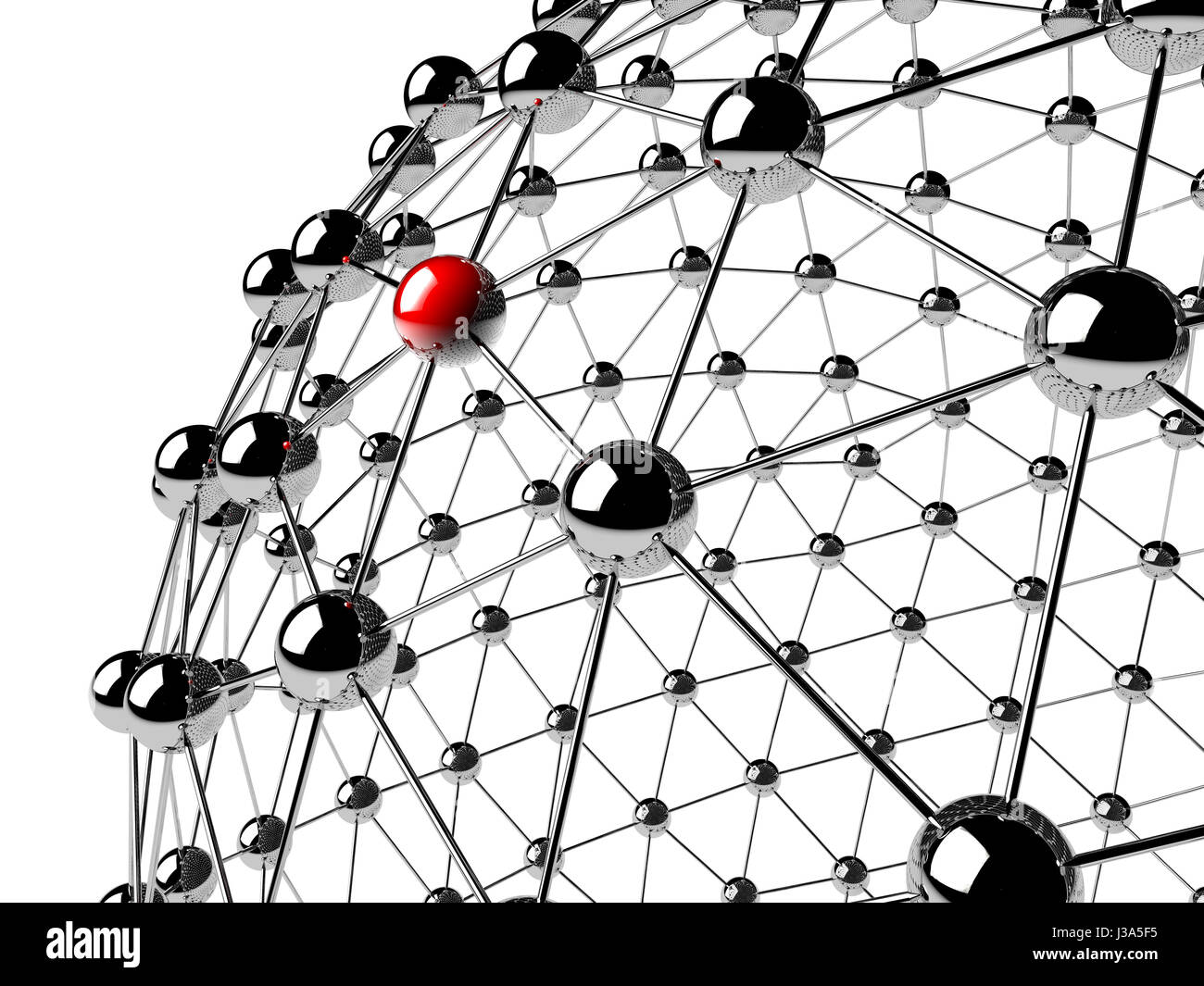 A red sphere linked with other grey: networking concept Stock Photo - Alamy