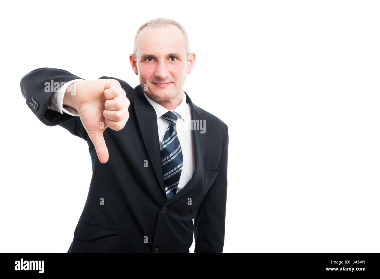 Middle aged elegant man showing dislike gesture and smiling wearing ...