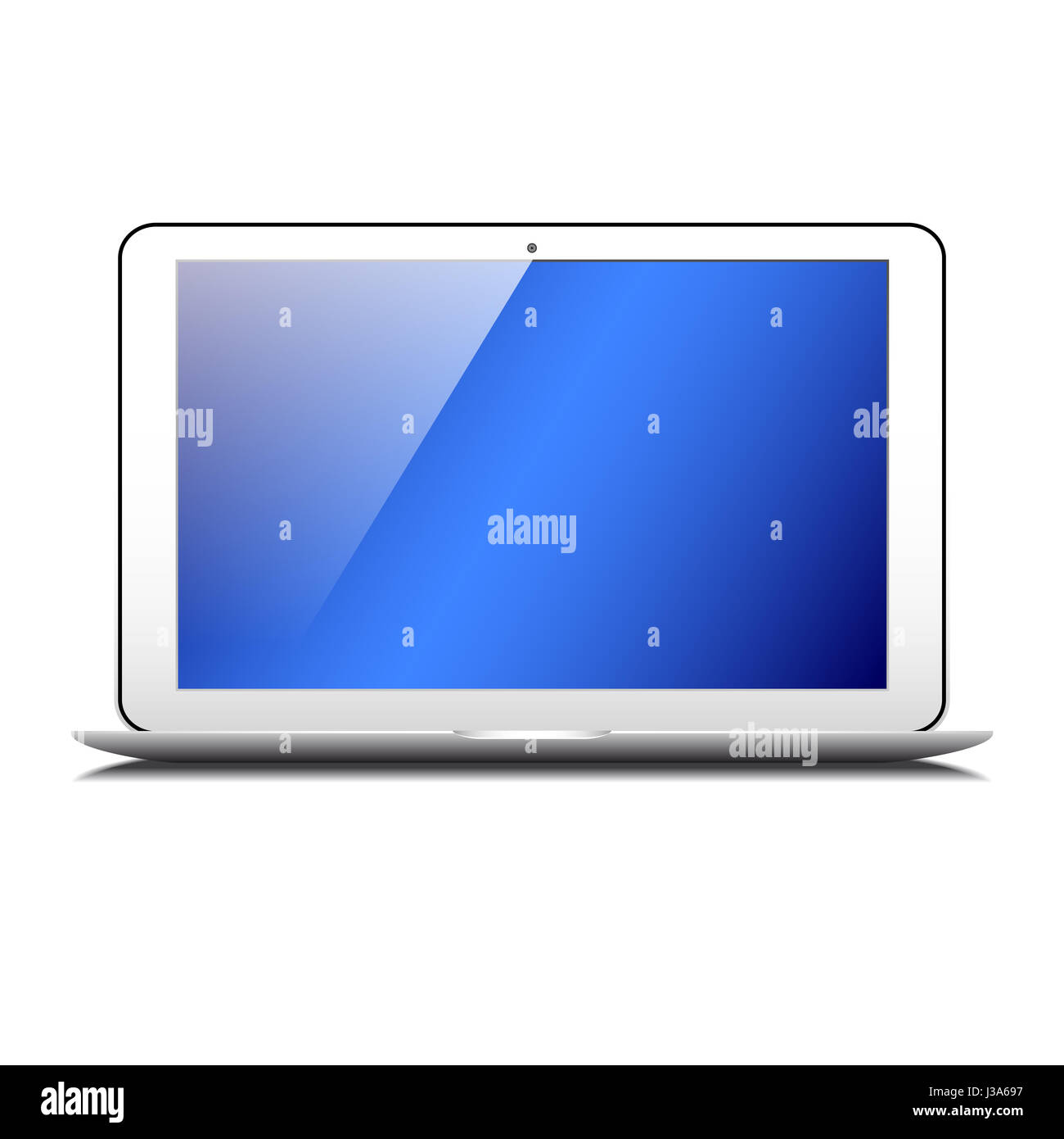 A realistic laptop with blue screen Stock Photo - Alamy