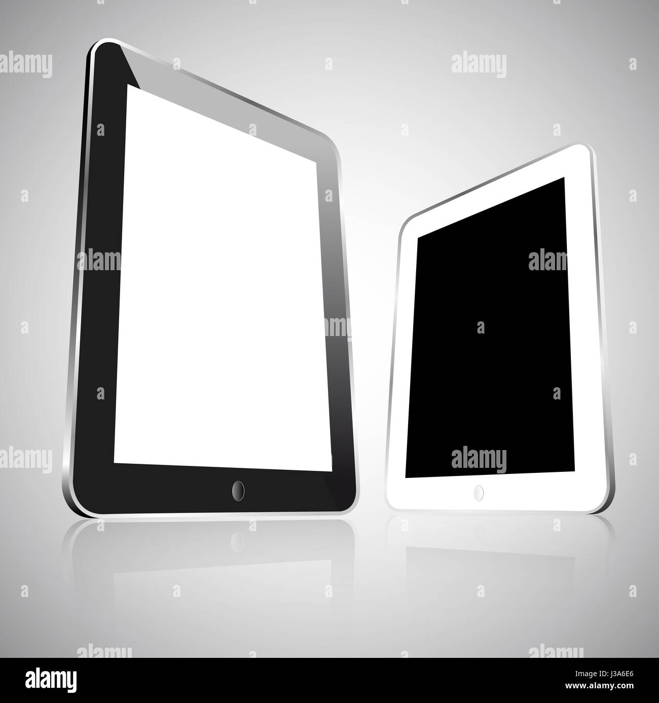 Two realistic empty black and white tablets isolated Stock Photo - Alamy