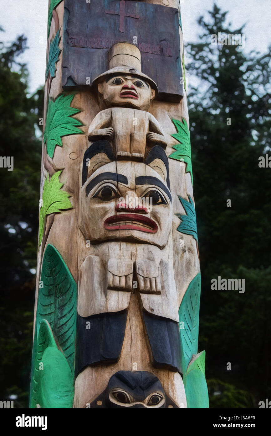 Tlingit carved totem in Sitka, Alaska Stock Photo - Alamy