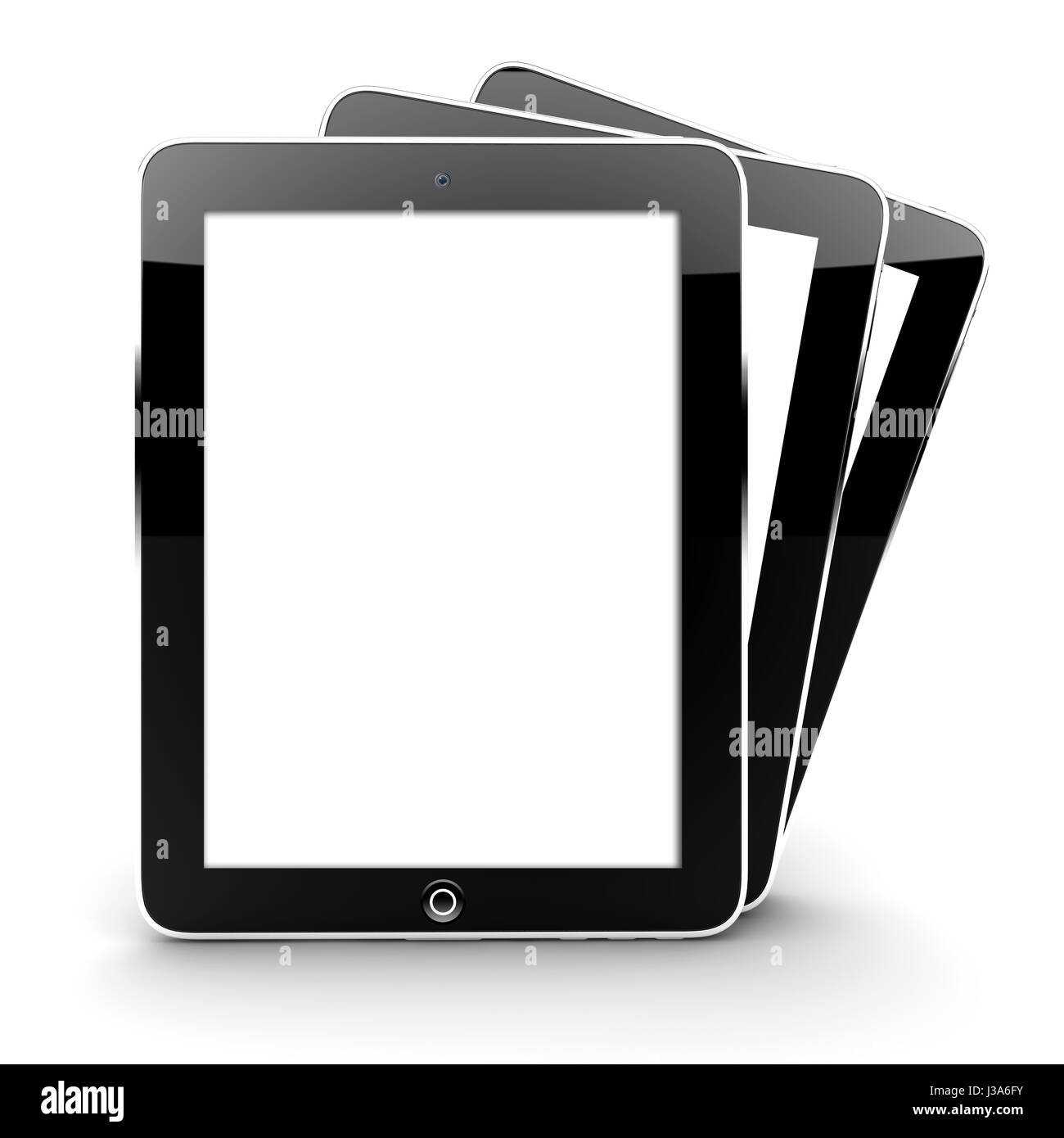 Three tablets isolated on a white background Stock Photo - Alamy