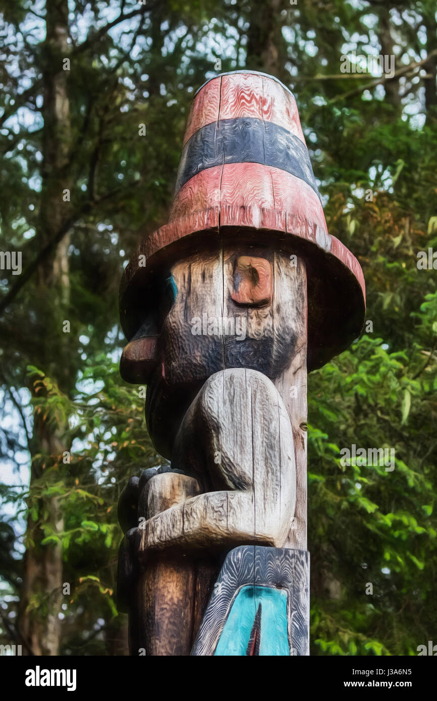 Tlingit carved totem in Sitka, Alaska Stock Photo - Alamy