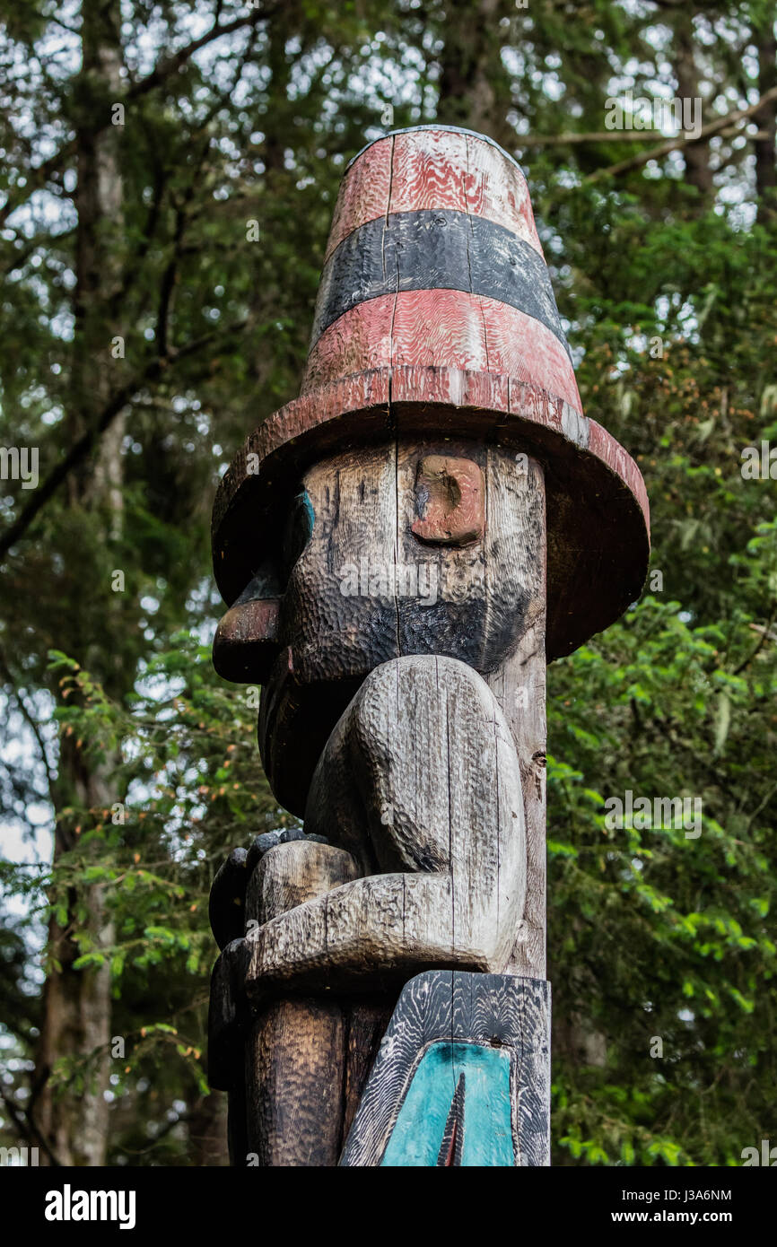 Native American totem poles in Alaska Stock Photo - Alamy