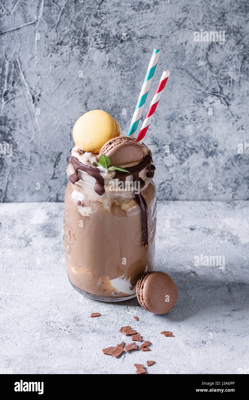 Chocolate milkshake with ice cream Stock Photo - Alamy
