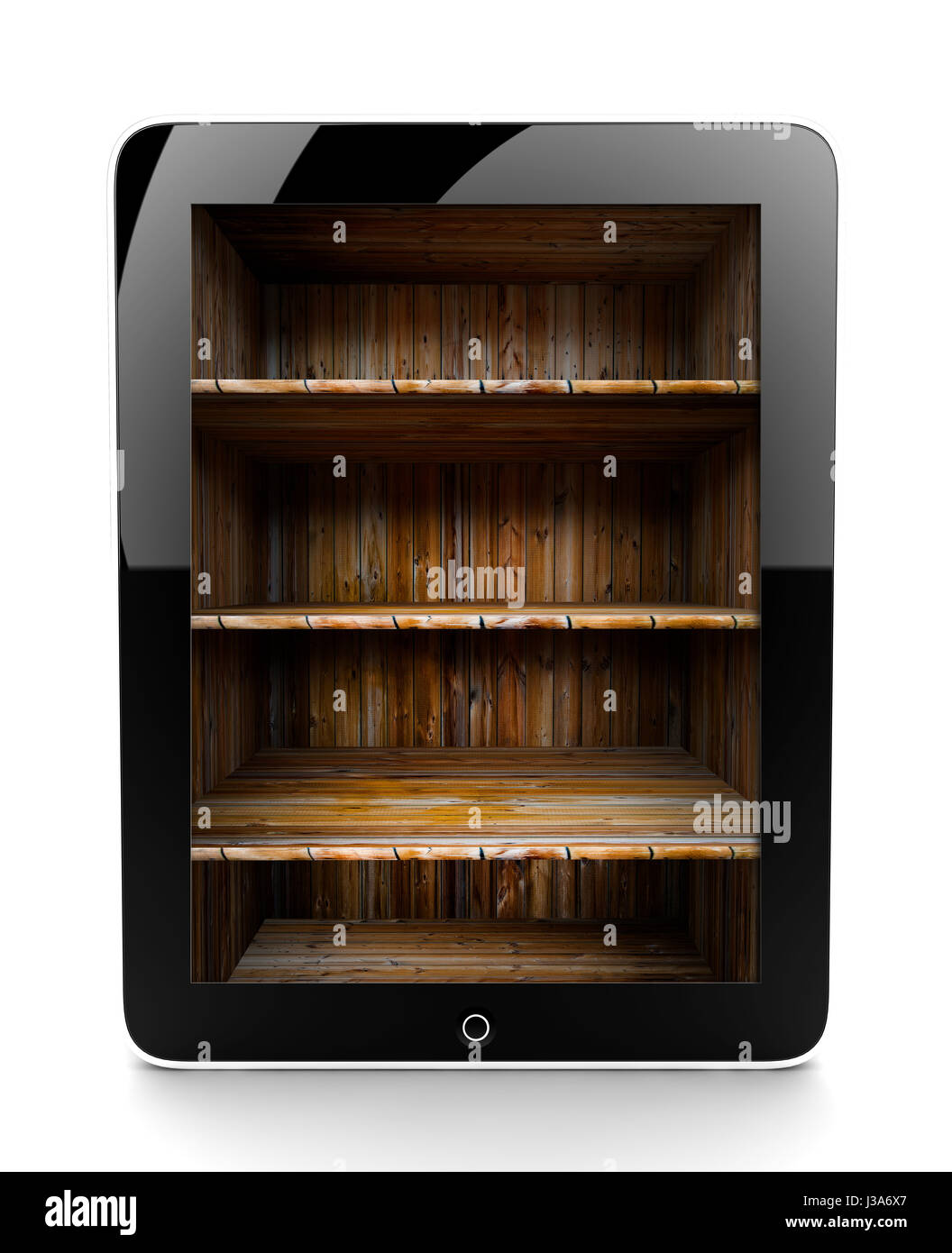 A tablet isolated on a white background with shelf Stock Photo - Alamy