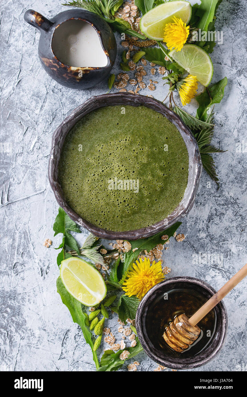 Spring nettle and dandelion smoothie Stock Photo - Alamy