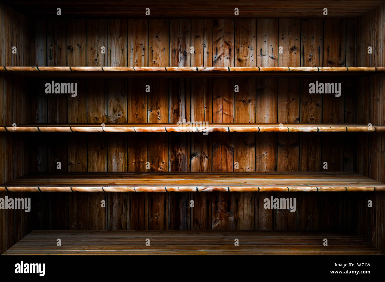 3D empty wood shelf: grunge interior for your objects Stock Photo - Alamy