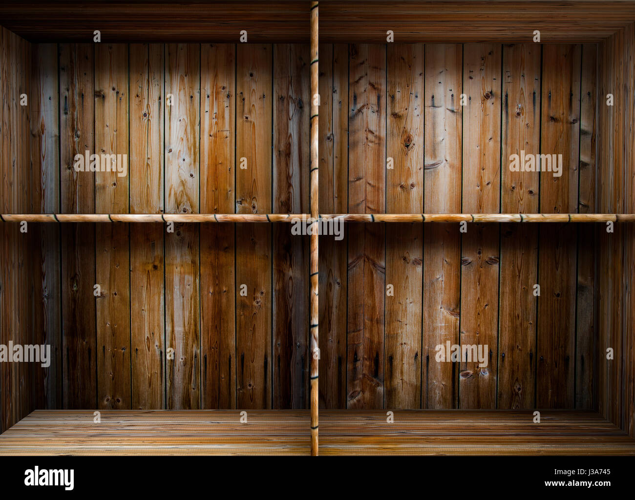 3D empty wood shelf: grunge interior for your objects Stock Photo - Alamy