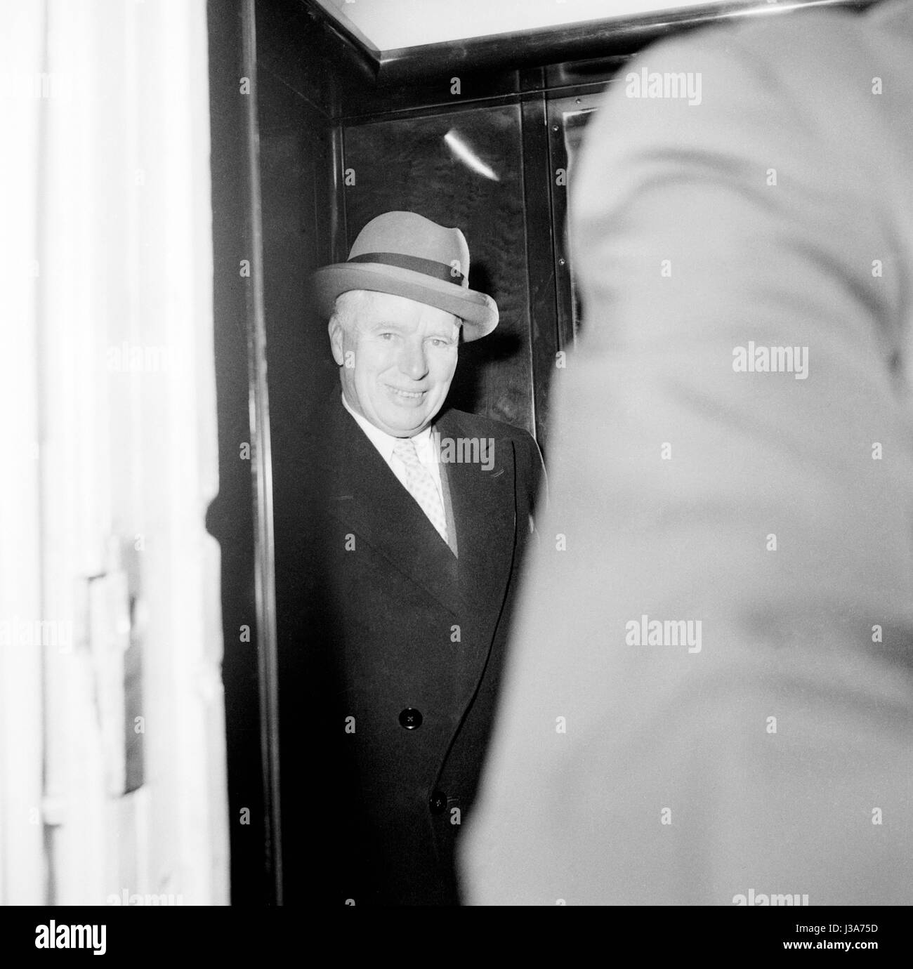 American actor and director Charlie Chaplin. Paris, 1954 Stock Photo ...