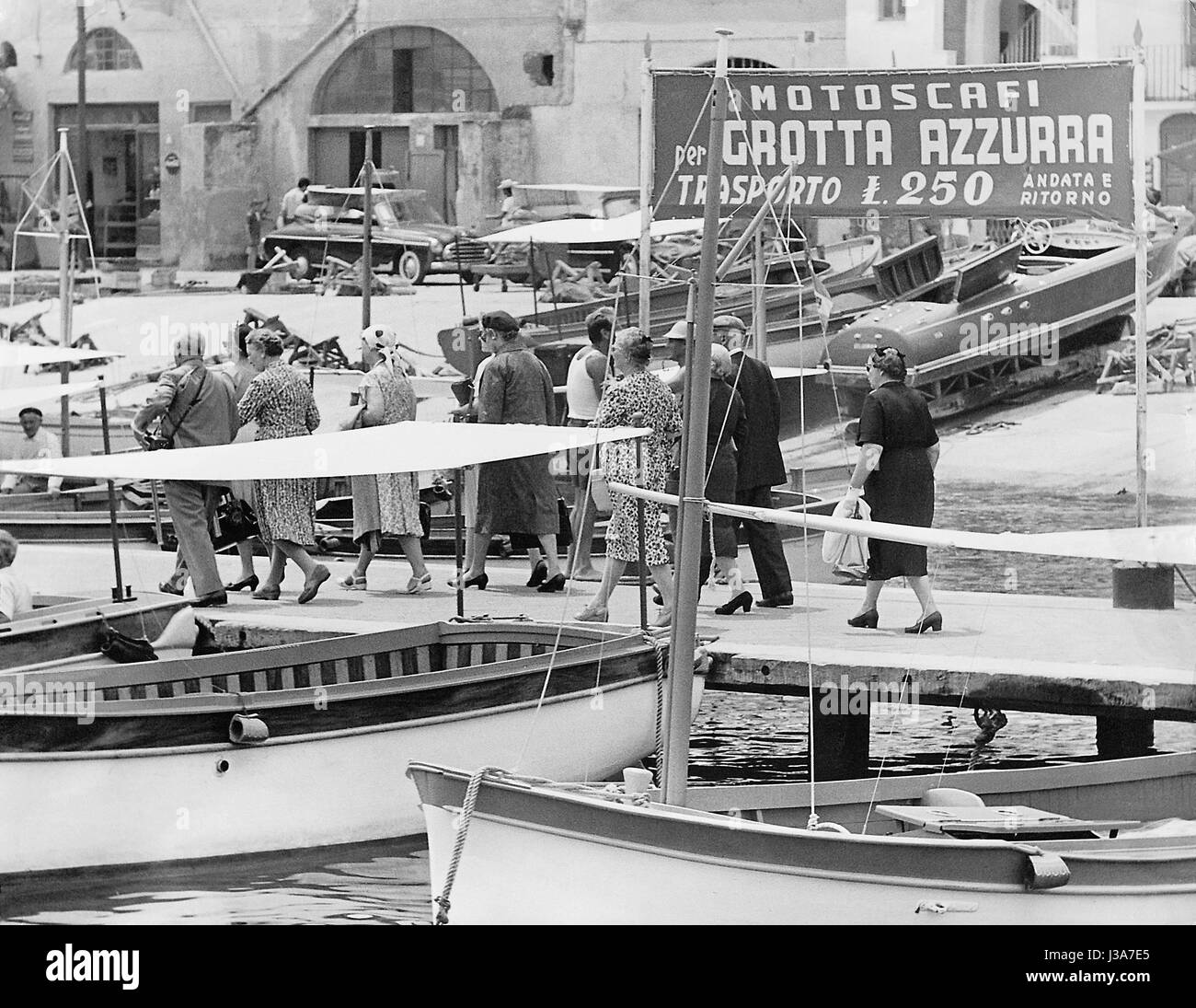 German tourists in the port of Capri, 1958 Stock Photo - Alamy