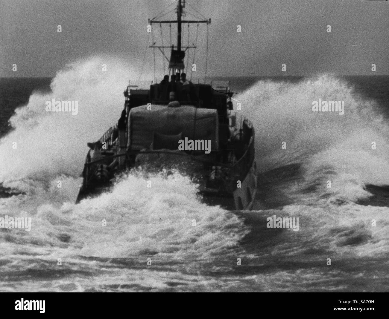 Ship of the Bundesmarine during an exercise in the North Sea, around ...