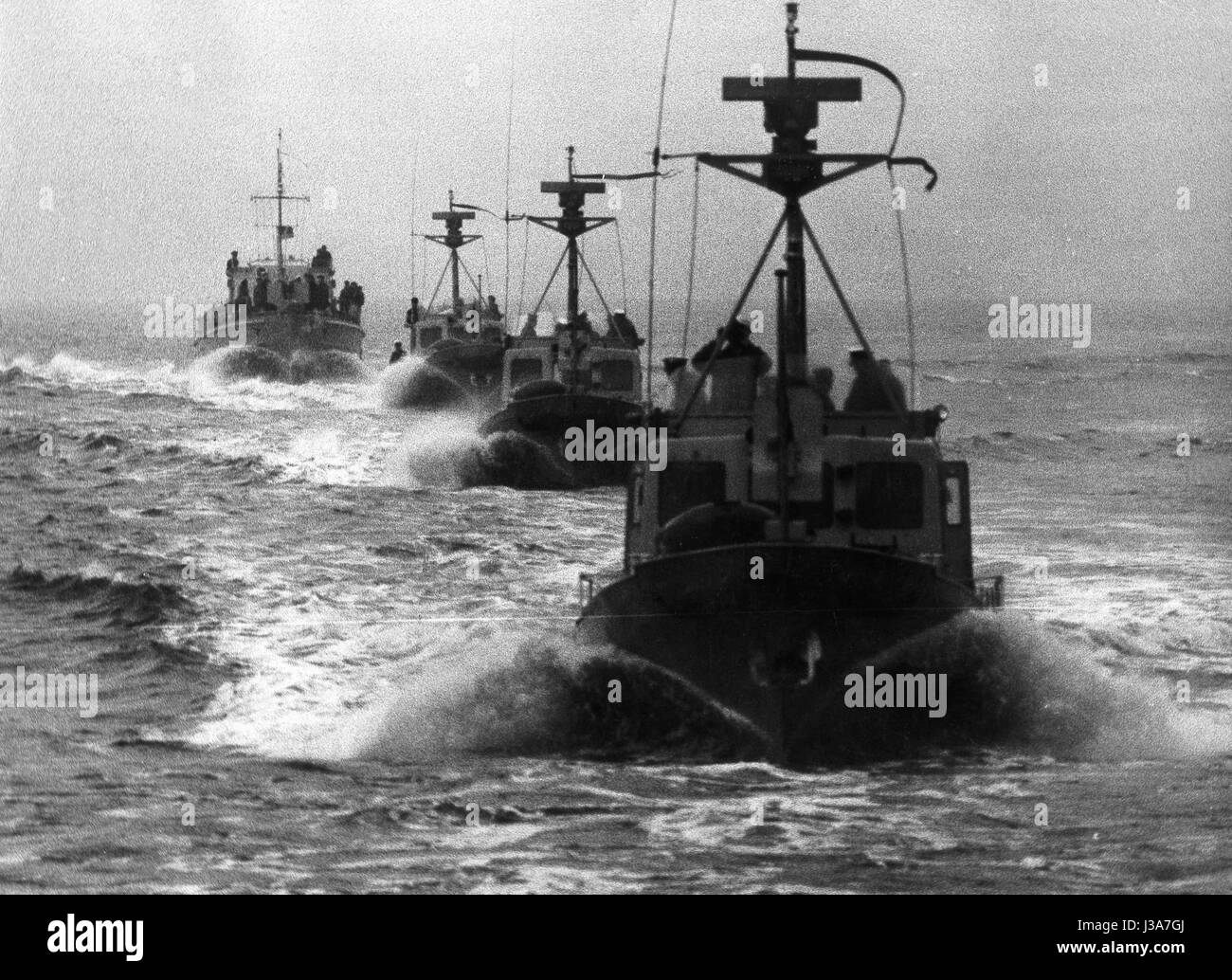 Ships of the Bundesmarine during an exercise in the North Sea, around ...
