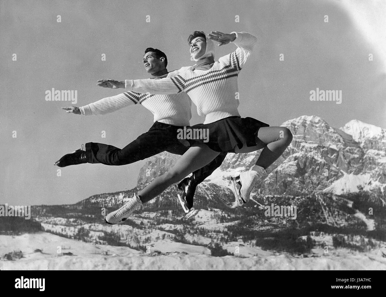 Ice skating at the Winter Olympics in Cortina, 1956 Stock Photo - Alamy