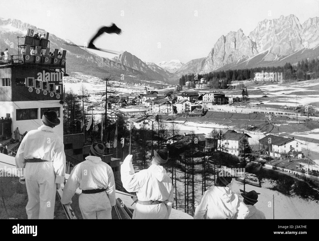 Ski jumping at the Winter Games in Cortina, 1956 Stock Photo - Alamy