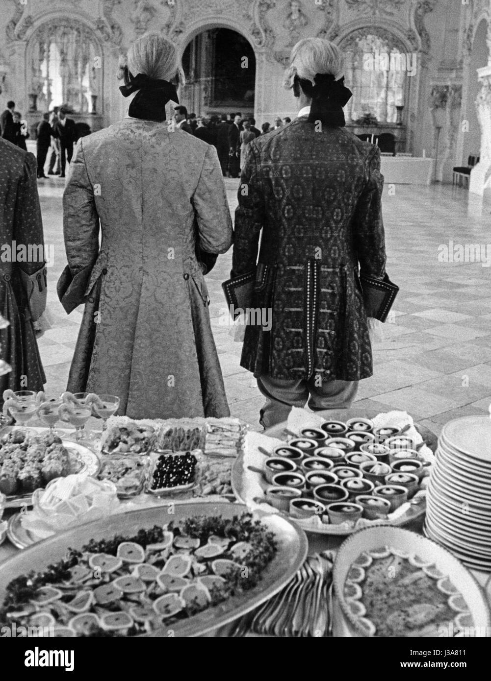 Cold buffet in the Schleissheim Palace, 1959 Stock Photo - Alamy