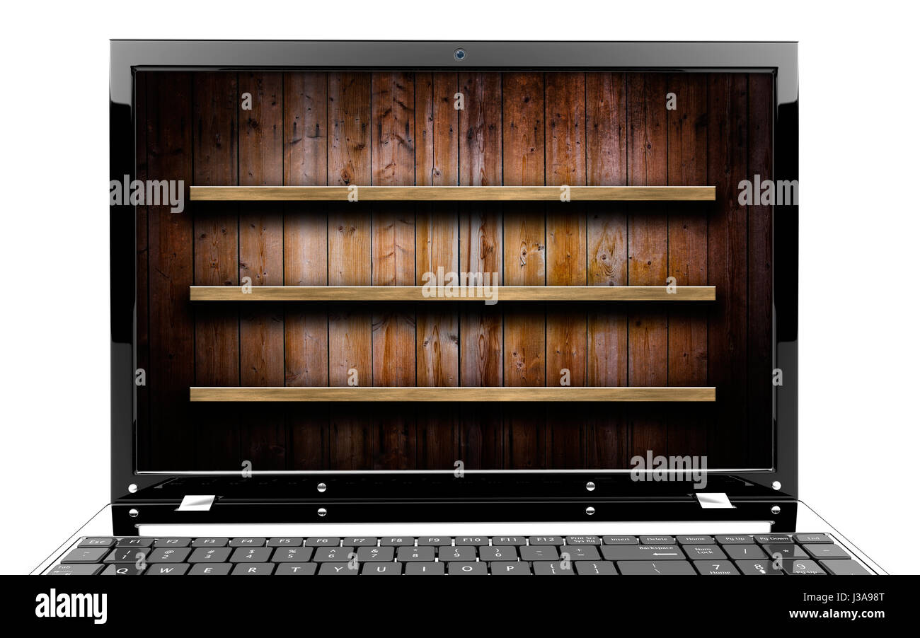 Focus on screen of a laptop with shelf Stock Photo - Alamy
