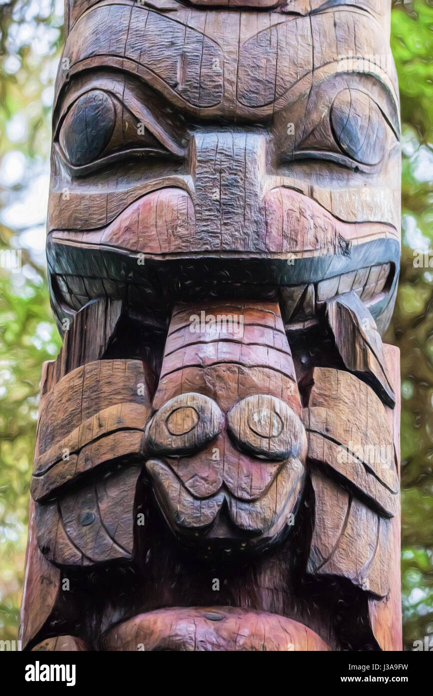Tlingit carved totem in Sitka, Alaska Stock Photo - Alamy