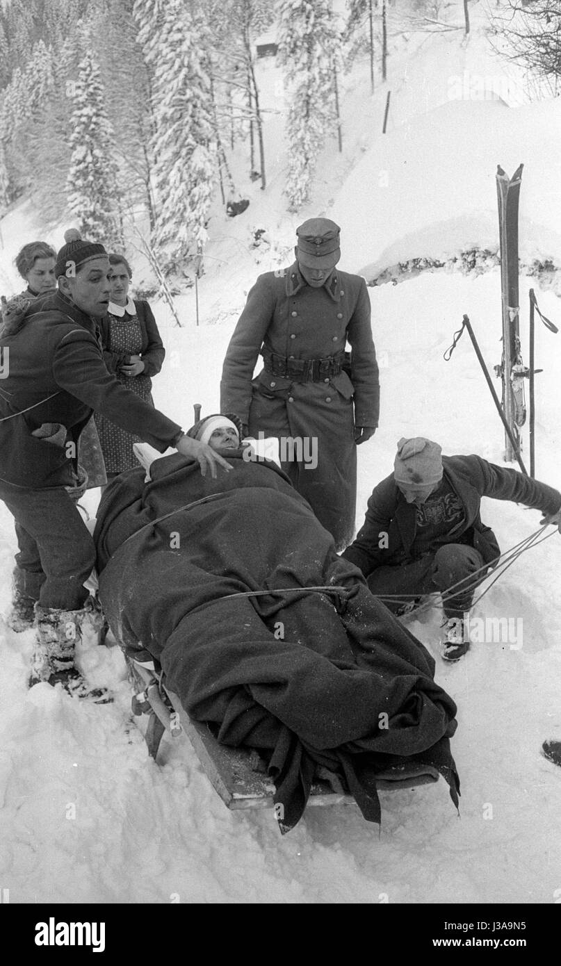 Rescue team in Blons after the avalanche disaster, 1954 Stock Photo - Alamy